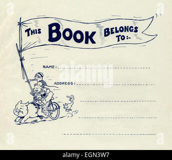 Ex Libris blank library bookplate by R Anning Bell, line illustration ...