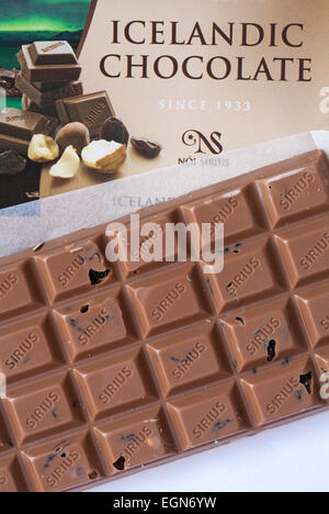 Bar of traditional Icelandic Chocolate milk chocolate with fruits ...