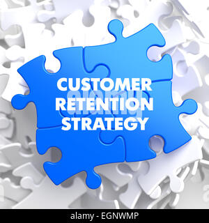Customer Retention on Blue Puzzle on White Background Stock Photo - Alamy