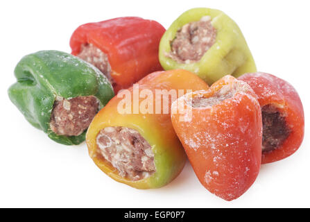 peppers stuffed raw frozen on a white plate Stock Photo - Alamy
