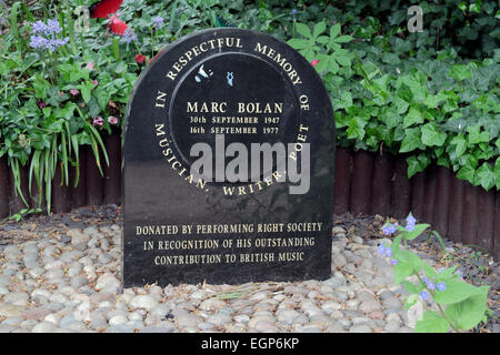 Site where Marc Bolan died when his car crashed into the tree in Queens ...