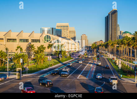 Harbor drive San Diego looking at the convention center Stock Photo - Alamy
