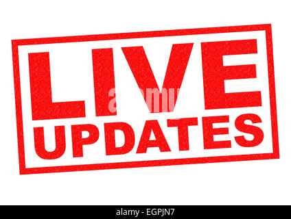 LIVE UPDATE red Rubber Stamp over a white background Stock Photo - Alamy