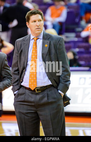 Clemson head coach Brad Brownell looks on during the first half of an ...