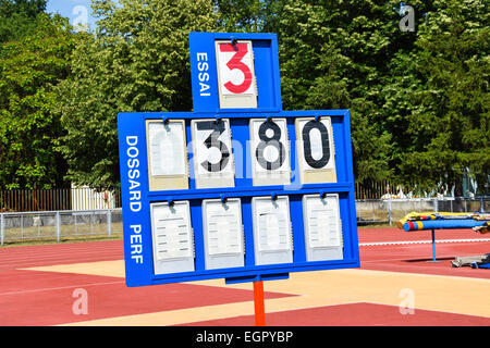 Scoreboard of the athletics sport track Stock Photo - Alamy