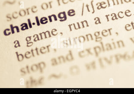 Dictionary definition of the word Challenge Stock Photo - Alamy