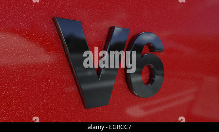 V6 sign, label, badge, emblem or design element on car print Stock ...