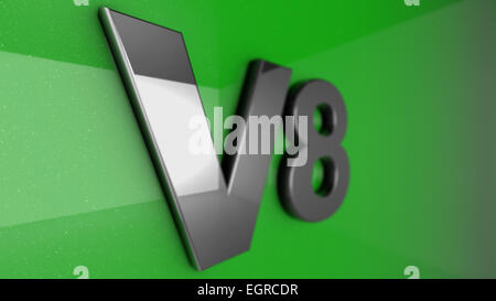 V8 sign, label, badge, emblem or design element on car print Stock ...