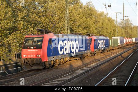 Cargo Train Of Sbb Swiss Railroad Enroute To German Swiss Border Near ...