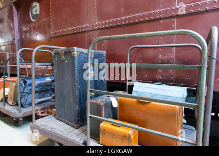 Vintage luggage cart on a station platform in the National Railway ...