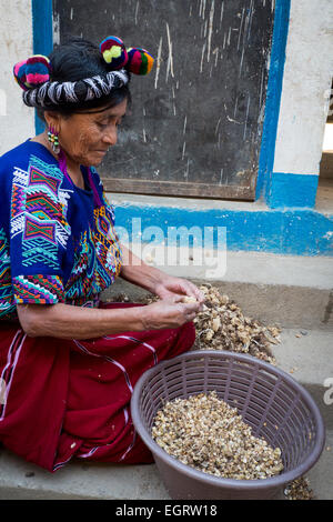 Ixil Maya woman wearing traditional dress in Nebaj in the Western ...