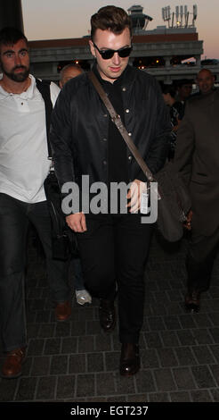 Sam Smith at Los Angeles International Airport (LAX) Featuring: Sam ...