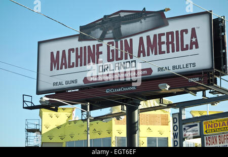 Machine Gun America billboard in Kissimmee, Florida, a popular tourist ...