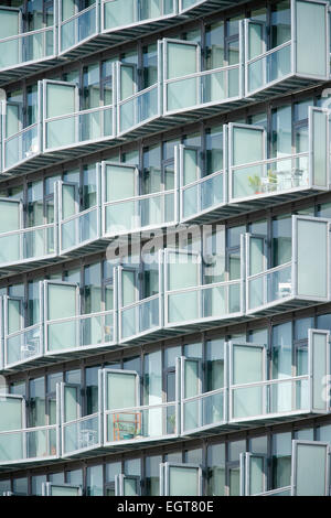 Balcony detail, Abito housing, Salford Quays, Manchester, England, UK ...