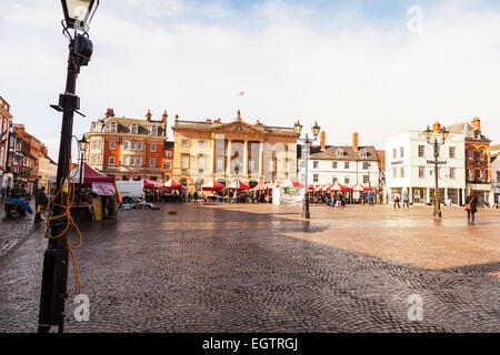 Newark on Trent Georgian market square stalls church shops town centre ...