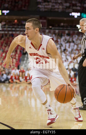 March 1, 2015: Wisconsin Badgers guard Josh Gasser #21 poses for a ...