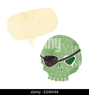 cartoon skull with eye patch with speech bubble Stock Vector Image ...