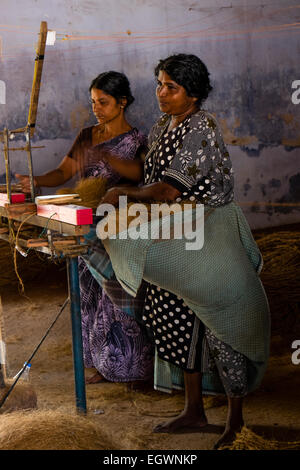 Inside a coir factory near Alleppey, Kerala, Southern India - handmade ...