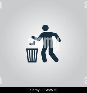 bin symbol on gray background Stock Photo - Alamy
