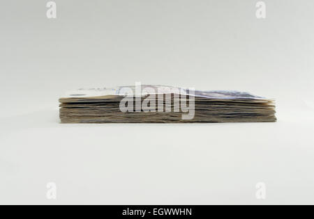 £1000 in £20 notes. A stack of 50 Twenty pound notes making a grand in ...