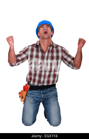 A male construction worker shouting Stock Photo - Alamy