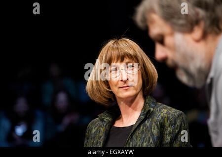 Slovenian philosophers Alenka Zupančič and Slavoj Žižek, Mladen Dolar ...