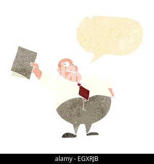 cartoon happy boss with file with speech bubble Stock Vector Image ...