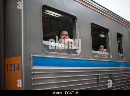 People looking through open train window, Sri Lanka Stock Photo - Alamy