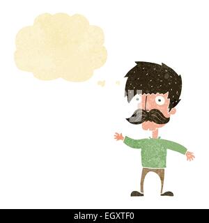 cartoon waving man with mustache with thought bubble Stock Vector Image ...