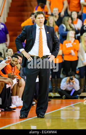 Clemson head coach Brad Brownell looks on during the first half of an ...