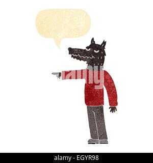 cartoon wolf man pointing with speech bubble Stock Vector Image & Art ...