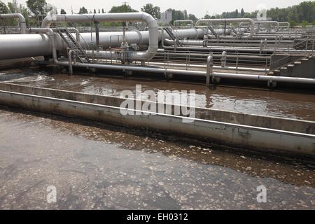 Water treatment plant piping system. Modern urban wastewater Stock ...