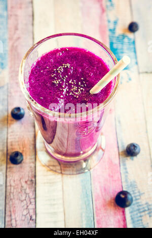 Glass of beetroot smoothie with chia seeds and frizzy parsley Stock ...