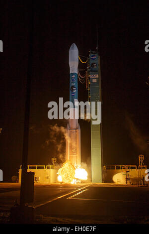 The Delta II rocket launches the Soil Moisture Active Passive (SMAP) observatory, designed to ...