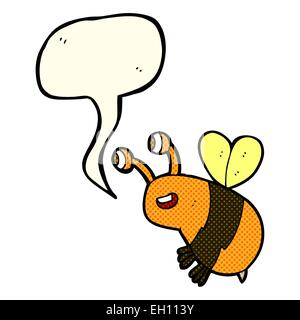 cartoon happy bee with speech bubble Stock Vector Image & Art - Alamy