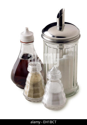 Salt shaker, pepper pot and vinegar pitcher Stock Photo - Alamy
