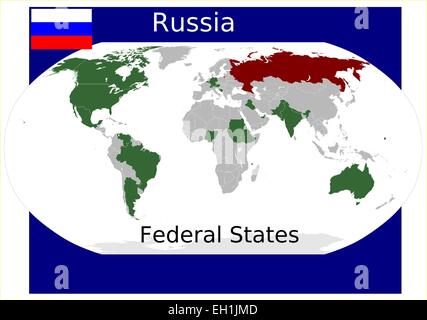 Vector map of Russia with regions or or federal districts and ...