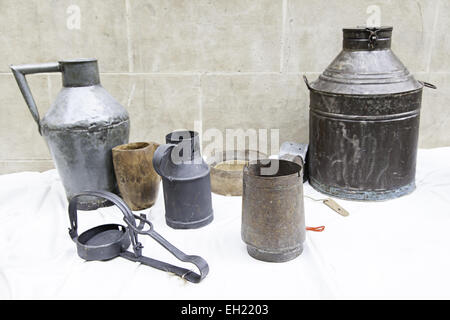 Old metal containers, detail about milk containers Stock Photo - Alamy
