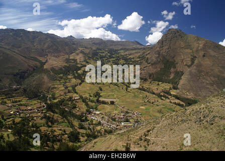 Scenic old village in valley in peruvian andes Stock Photo - Alamy