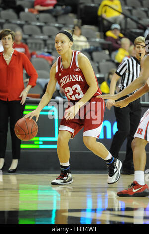 March 4, 2015: Rutgers Scarlet Knights center Christa Evans (20) walks ...