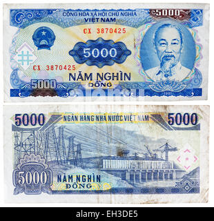 5000 dong bank note of Vietnam. Dong is the national currency of ...