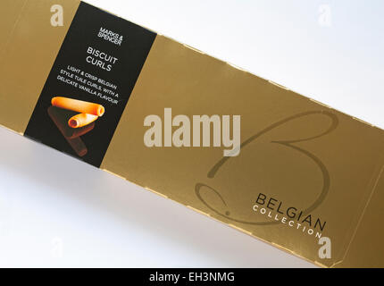 Marks & Spencer biscuit curls Belgian Collection piled on plate - light ...
