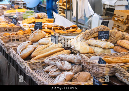 Selling bread on the Dutch market, the Netherlands Stock Photo ...