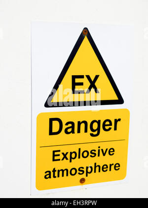 Danger Explosive Atmosphere yellow warning sign Stock Photo - Alamy