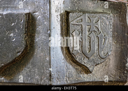 15th century octagonal font, St Mary's church Happisburgh, Norfolk, UK ...