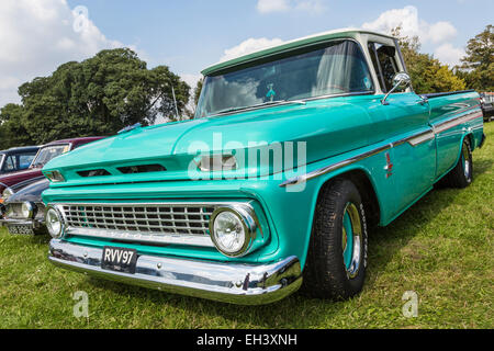 Turquoise 1963 Chevrolet C-10 V8 pick-up truck. Front three quarter ...