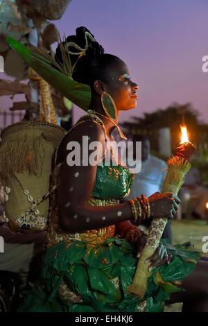 Gabon, Libreville, customary wedding, the bride with traditional ...