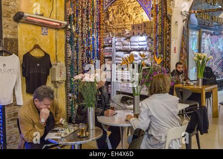 Turkey, Istanbul, Sultanahmet, Turkish Coffee Shop, Customers Smoking ...