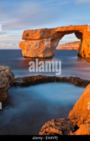 Azure Window, a natural rock arch, west coast, Gozo, Malta Stock Photo ...