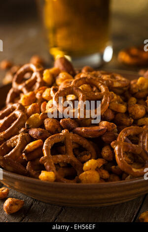 Seasoned Pub Snack Mix with Nuts and Pretzels Stock Photo - Alamy